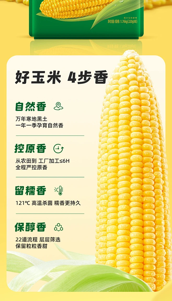 包邮!十月稻田黄糯玉米1.76kg*1袋东北糯玉米220g*8根粘苞米-tmall.com天猫-花瓣网