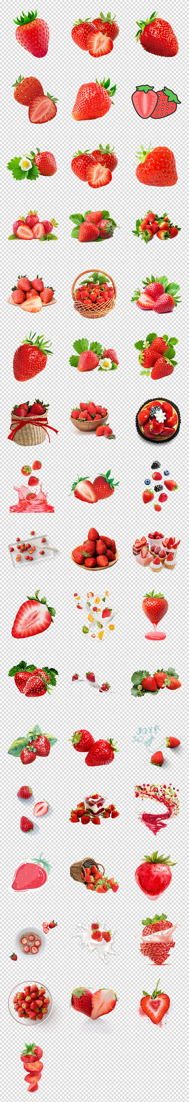 新鲜草莓水彩草莓水果海报PNG免扣素材