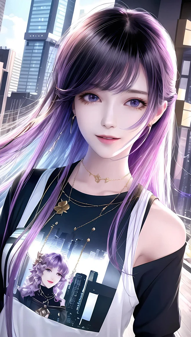 紫发美女 | 无界AI-花瓣网