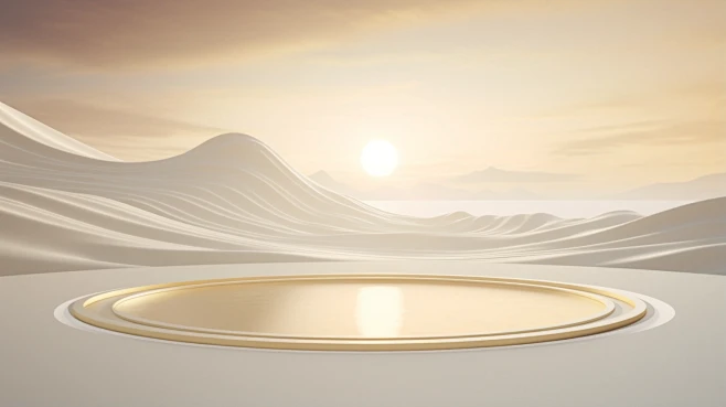 a clear circle on the surface with some ripples,C4D, minimalist stage ...