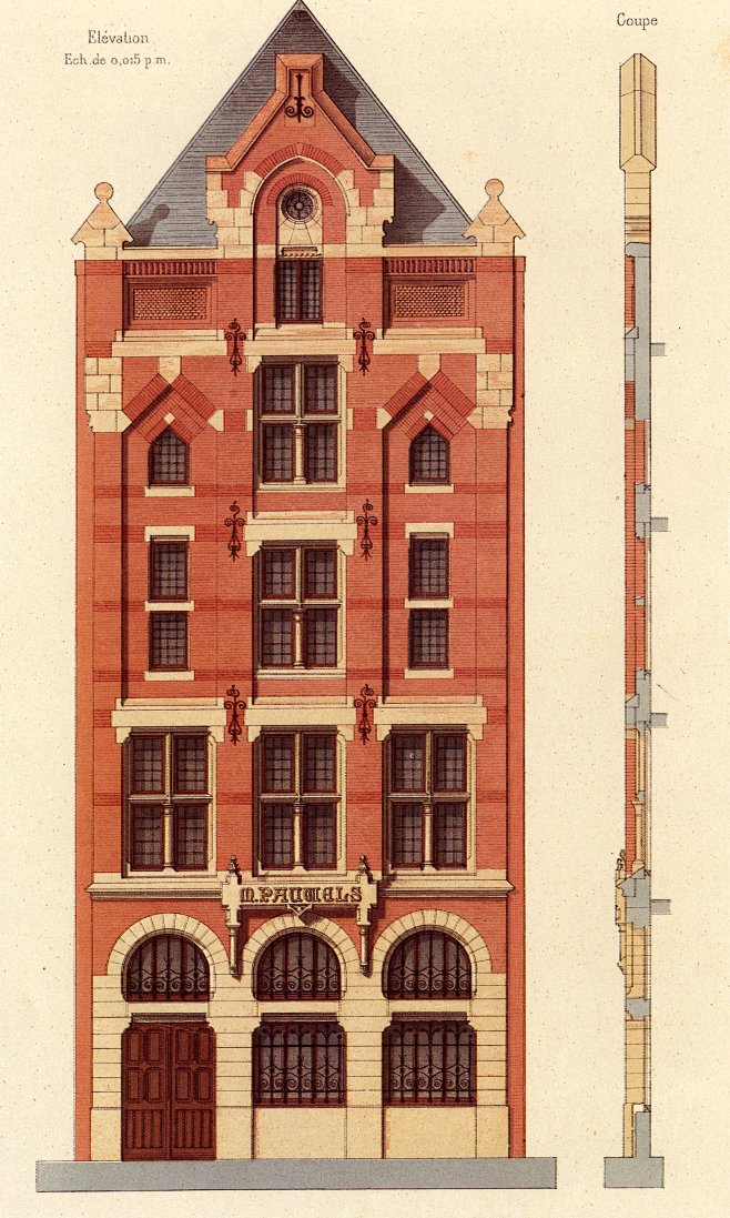 维多利亚式彩色建筑图纸.Victorian Brick and Terra-Cotta Architecture in Full Color.160帧.By Pierre Chabat (145-1)