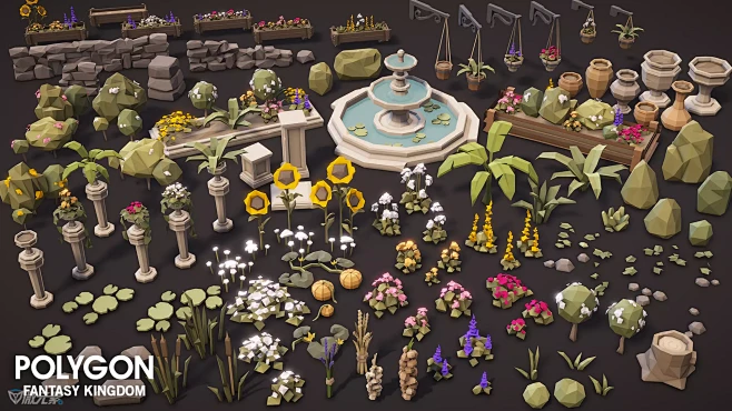 POLYGON - Fantasy Kingdom 低多边形 中世纪 城堡-花瓣网