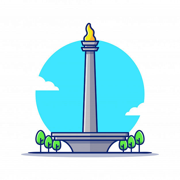 印尼，国家纪念碑，景点，卡通矢量图插画矢量图素材