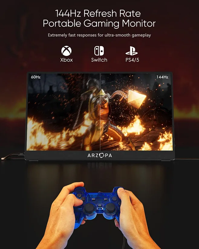 Amazon.com: Arzopa 15.6'' 144Hz Portable Gaming Monitor, 1080P FHD ...