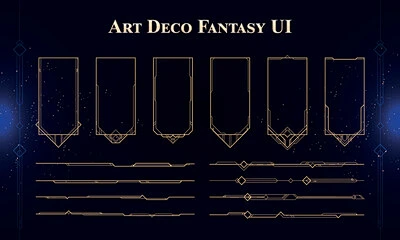 Set of Art Deco Modern User Interface Elements. Fantasy magic HUD. Good for game UI. Vector ...
