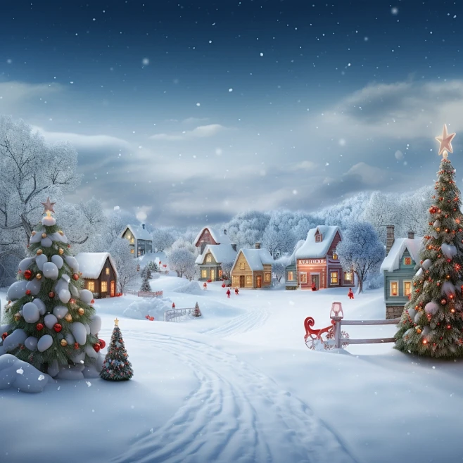 Photorealistic christmas scene, full of live, colorful, clean, white ...