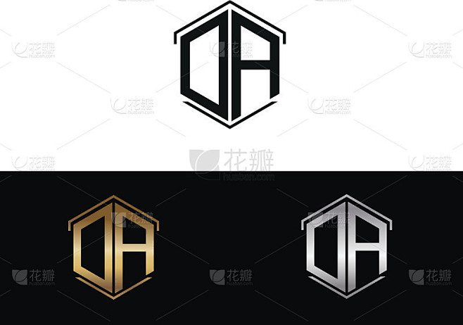DA字母连成六边形标志