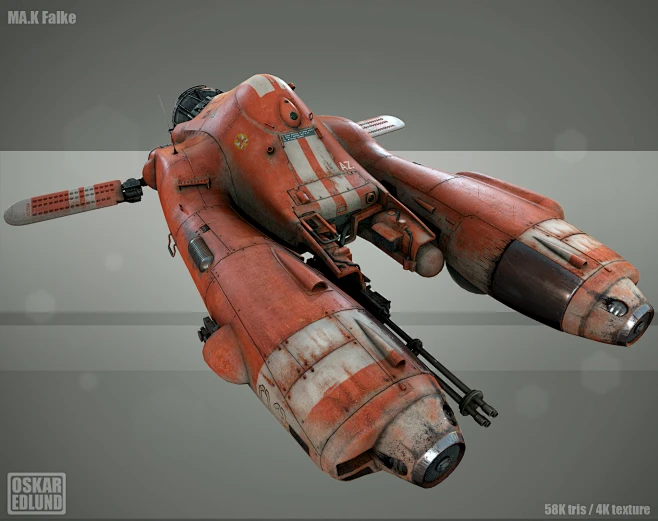 Maschinen krieger Falke, Oskar Edlund : 4K texture. 58K tris. lowpoly ...