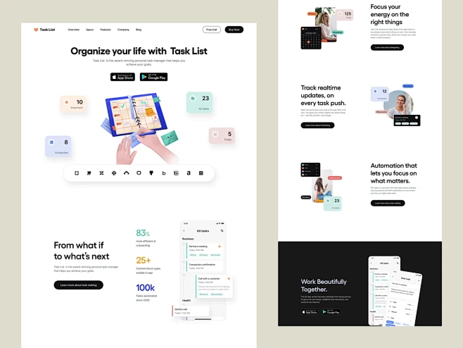Task manager home page interaction android animation design home home ...