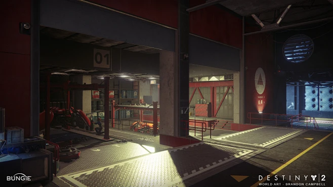 Destiny 2 - The Tower - Hangar Hallways, Brandon Campbell_05-花瓣网