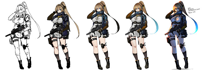 2017081801#枪娘#少女前线#MP7#立绘#Pandea_work#作画过程#