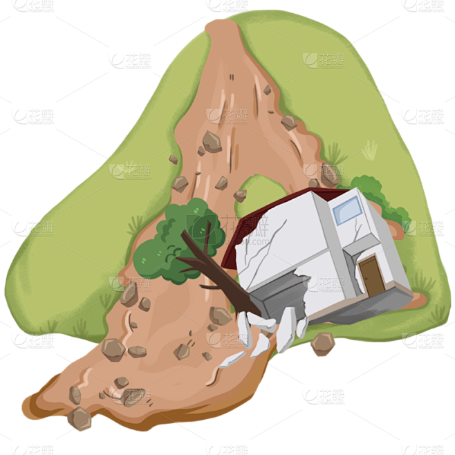 手绘-泥石流元素