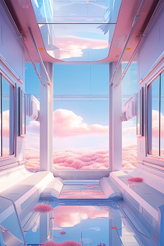 c4d场景/3d透明-花瓣网|陪你做生活的设计师 | abstract hall, true white, futurism ...