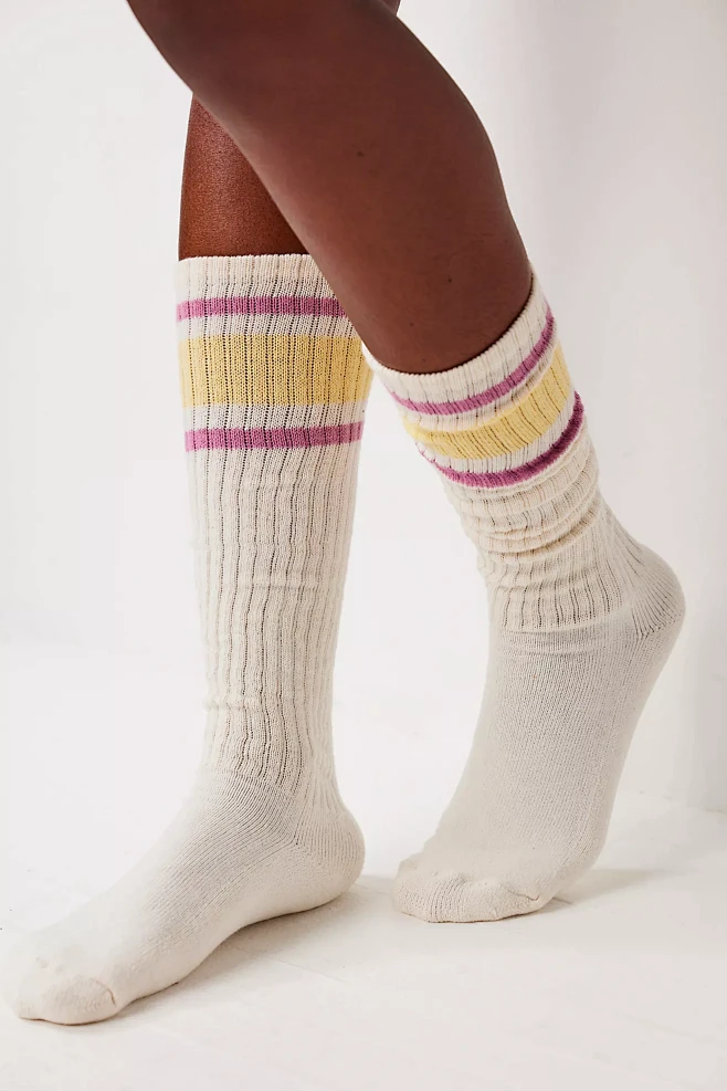 Retro Stripe Knee High Socks-花瓣网