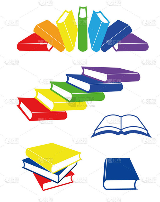 明亮的彩色的书籍、 矢量图.