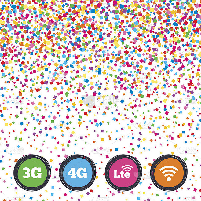 移动电信图标。3G, 4G和LTE。