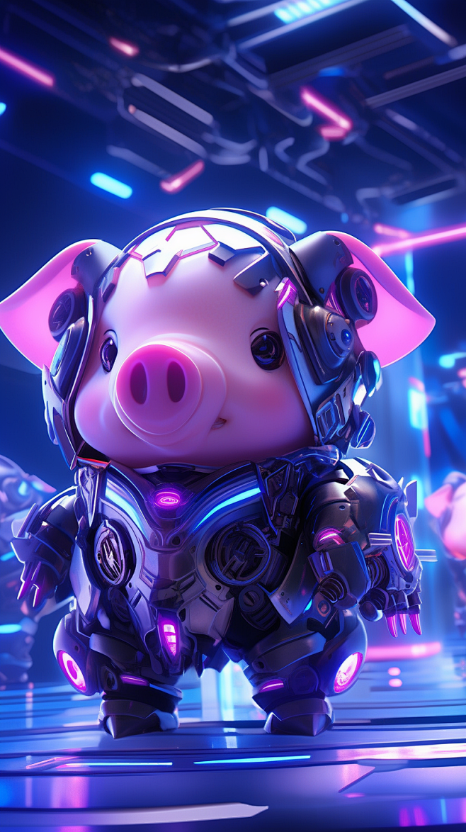 caibo2023_cute_pig_CyberpunkWearing_Futuristic_Mecha_with_Mecha ...