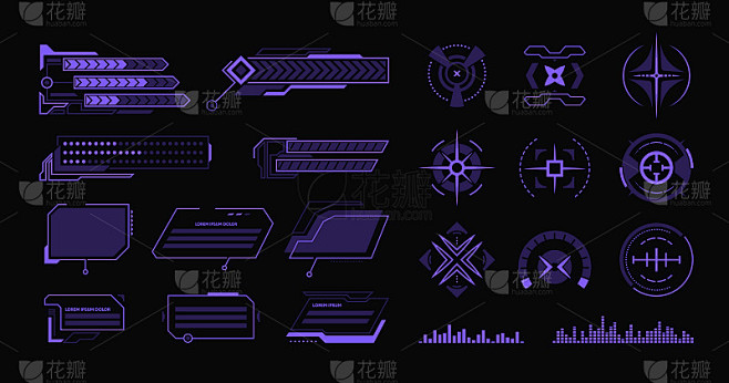 Various modern hud flat elements set