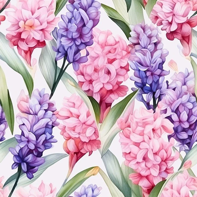 Seamless Hyacinth Patterns-花瓣网