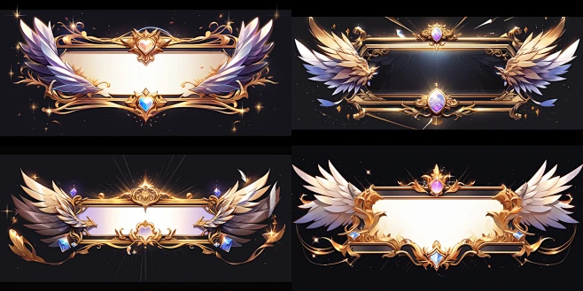 hulei181717_Rectangular_game_avatar_frame_made_of_golden_metal ...