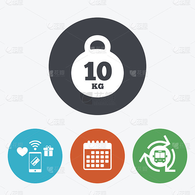 重量信号图标。10千克(公斤)。运动的象征