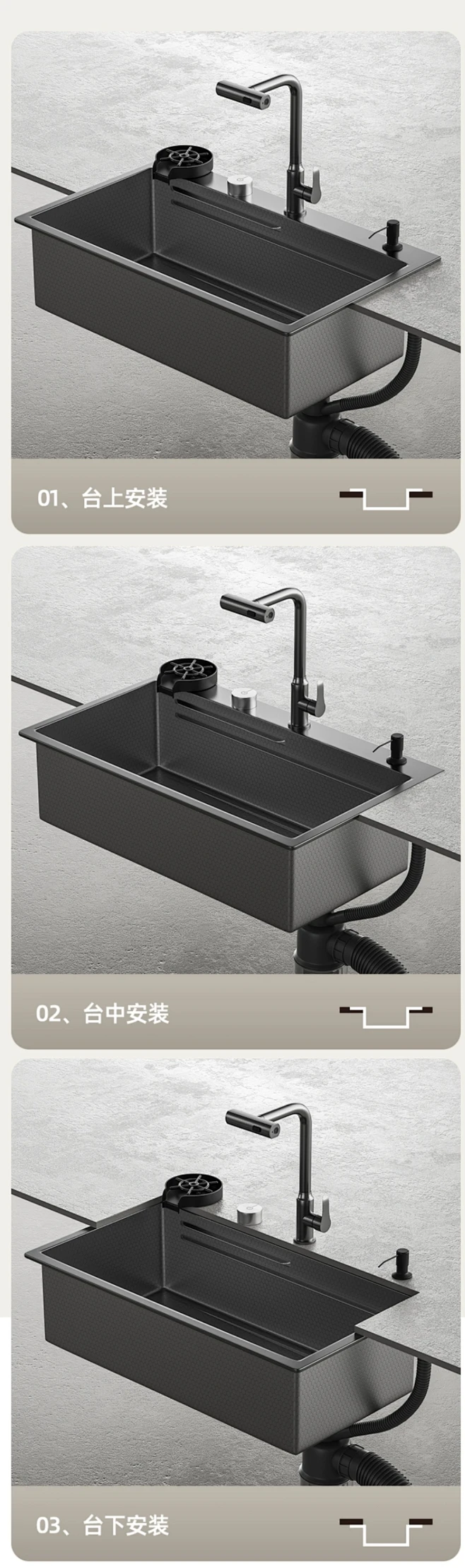 德国MOQI摩启 厨房水槽不锈钢洗菜盆洗碗池抽拉龙头手工单槽M-011-tmall.com天猫-花瓣网