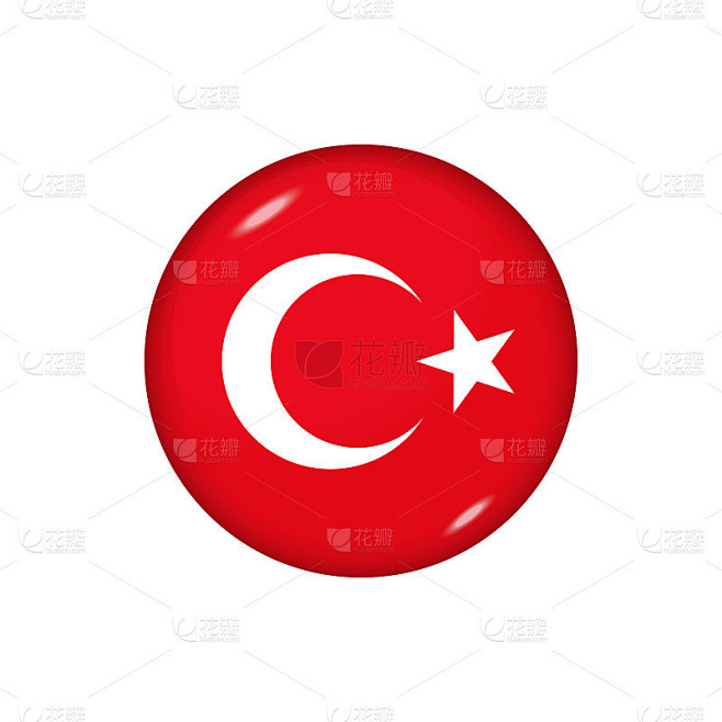 Glossy flag icon ofTurkey