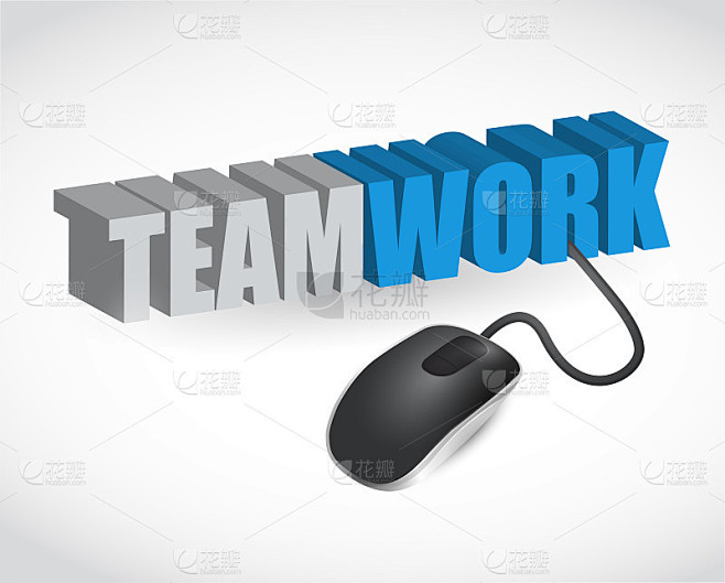 团队标志和鼠标插图设计的白色