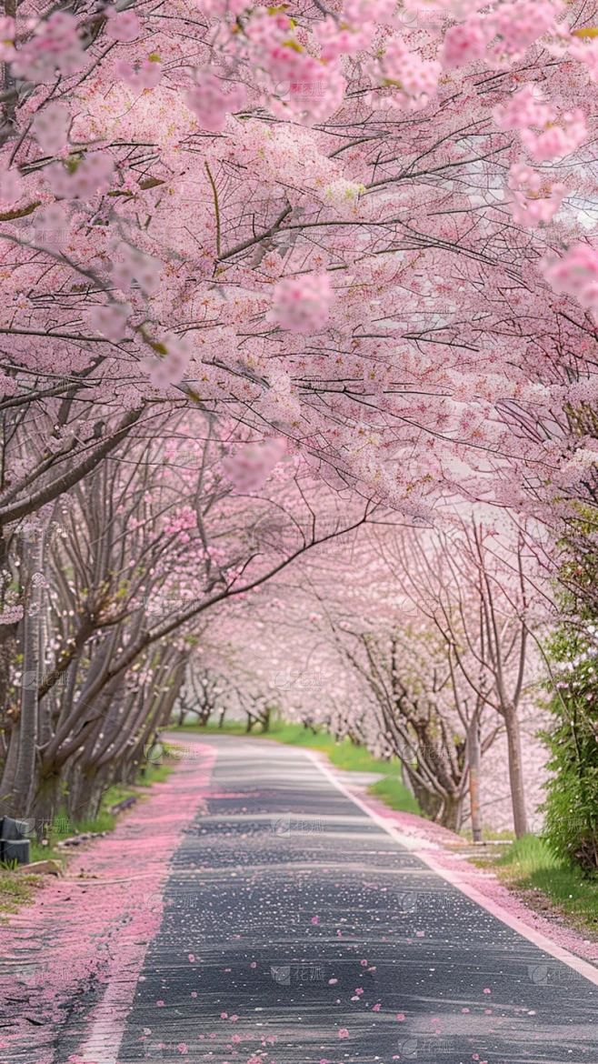 植物通用实景樱花大道场景背景图片素材素材-花瓣网