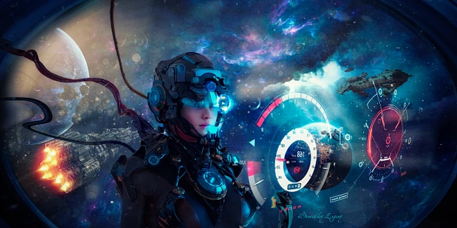 General 1920x960 artwork science fiction women space spaceship planet ...