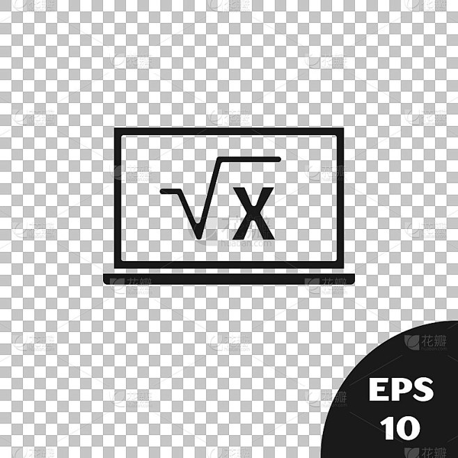 Black Square root of x glyph on chalkboard icon is