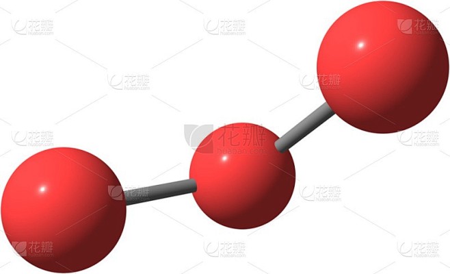 臭氧 (o3) 分子结构上白色孤立