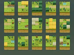 Forest Top Down 2D Tileset-花瓣网