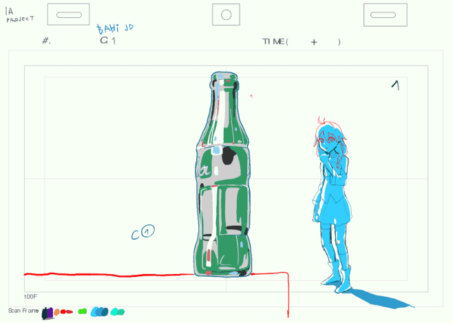 C1 - Bahi JD my rough animation 原画+動画, I made this completely in Flash ...