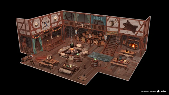 Medieval fantasy interiors, Damian Bonczyk : A set of interiors done ...