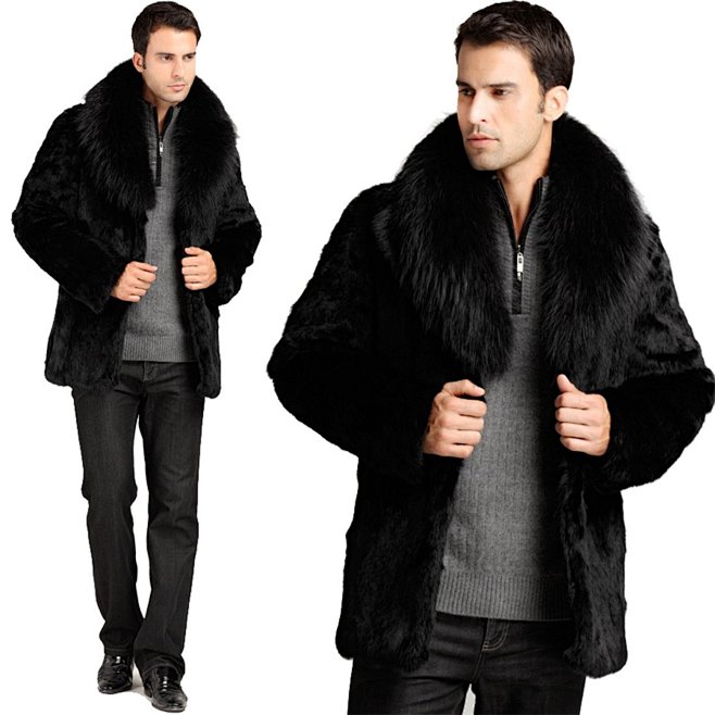 ManyFurs Men's fur coat top rabbit fur male genuine fur jacket with fur ...