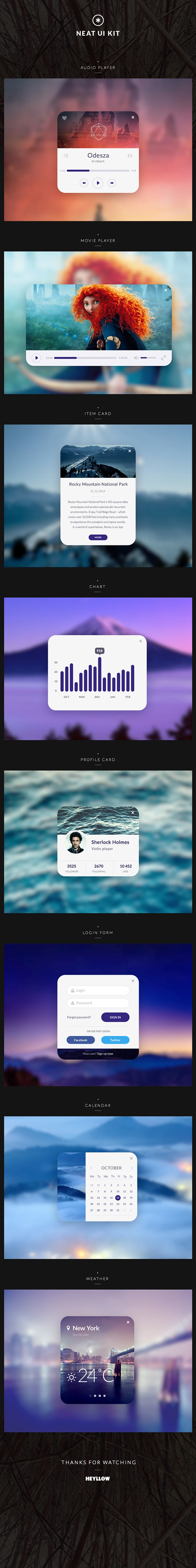 NEAT UI KIT - free PSD : Neat UI Kit - Free PSD.-花瓣网