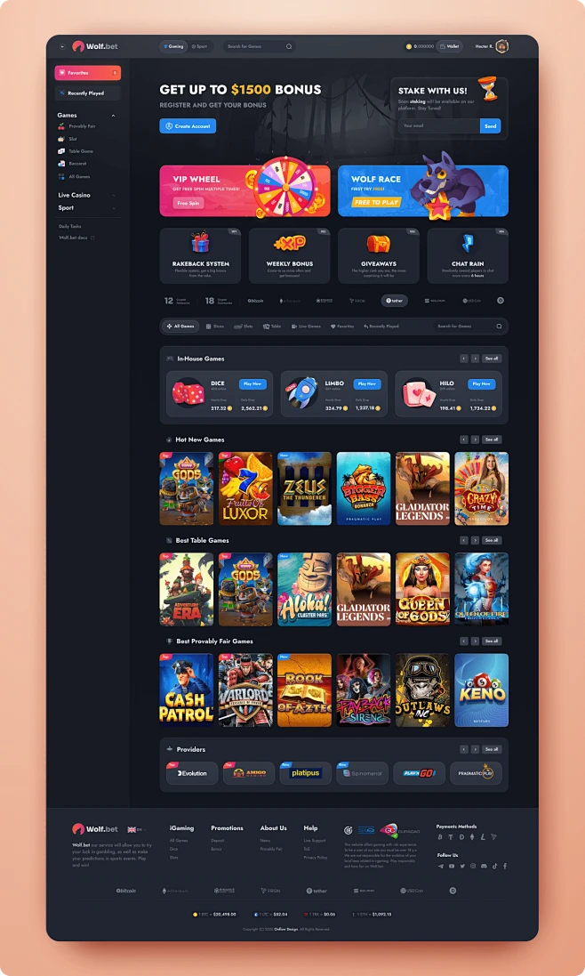 1Wolf.bet: Gambling platform :: Behance-花瓣网