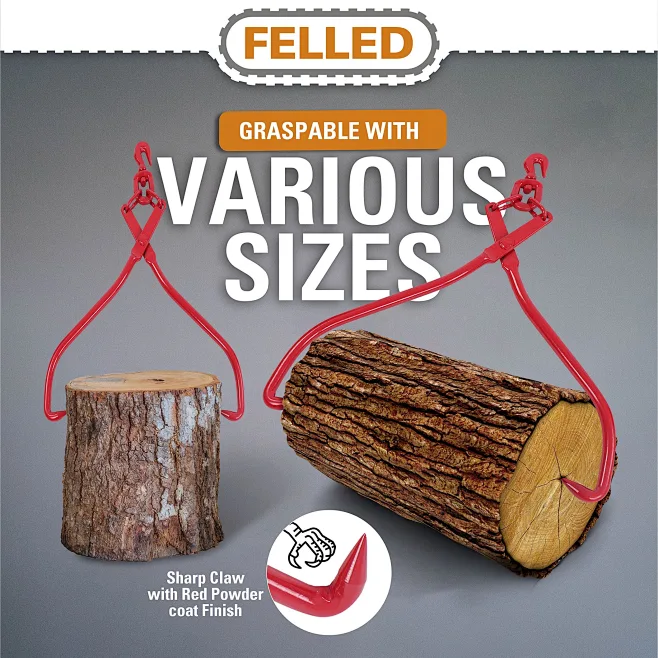Amazon.com: Felled Timber Claw Hook, 32in - Log Lifting Tongs Heavy ...