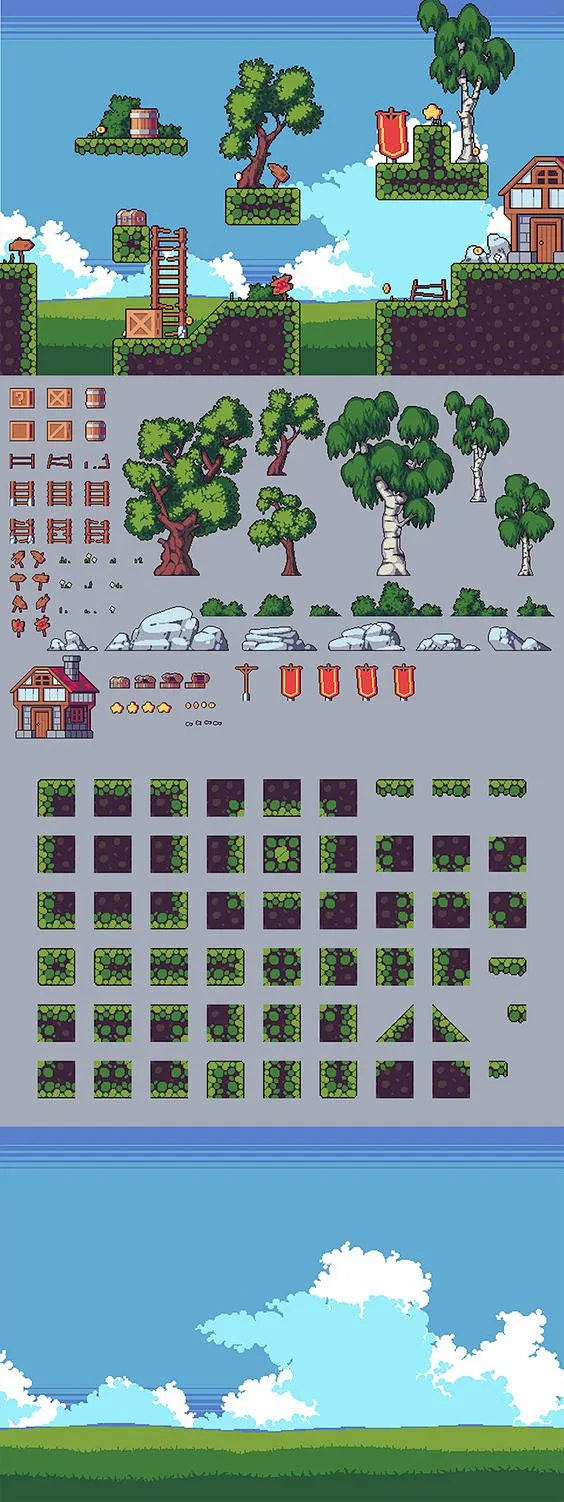 We publish Simple Platformer Tileset Pixel Art-花瓣网