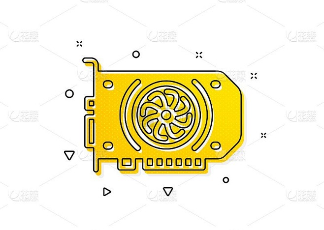 Gpu显卡图标。计算机部件硬件标志。向量