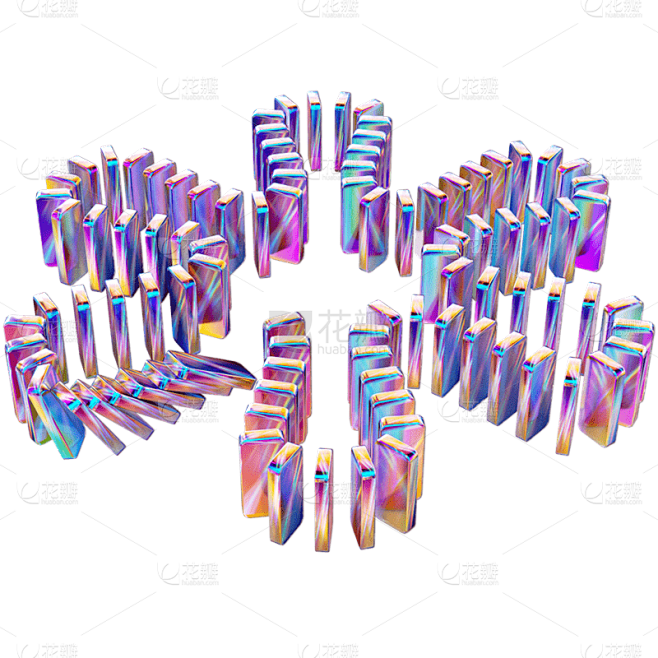 C4D-3D立体酸性风多米诺骨牌10