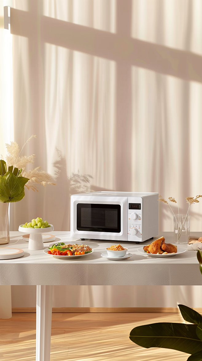 ls7623_Product_photography_of_a_white_micro_wave_oven_placed_on ...