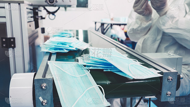 Face mask production line in modern factory