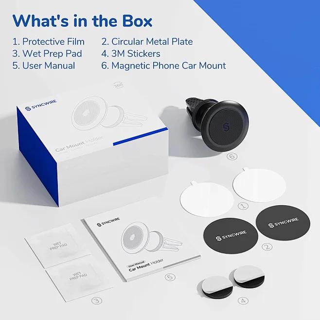 Amazon.com: Magnetic Phone Car Mount [ 2-in-1], Syncwire Magnetic Phone ...