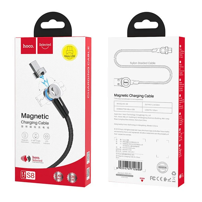 hoco selected s8 magnetic charging cable for micro usb package-花瓣网