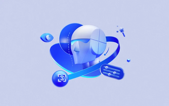 3D Icon design blue graphic design c4d cinema4d Web Design UI/UX video-花瓣网