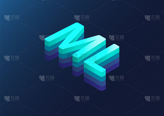 ML 3d等距文本。机器学习概念作为矢量插图深蓝色背景。