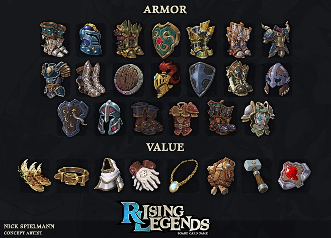 Project: RIsing Legends - Board Card Game (gear icons)-花瓣网