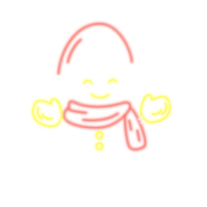 霓虹灯圣诞元素贴纸-SVG-雪人-花瓣网